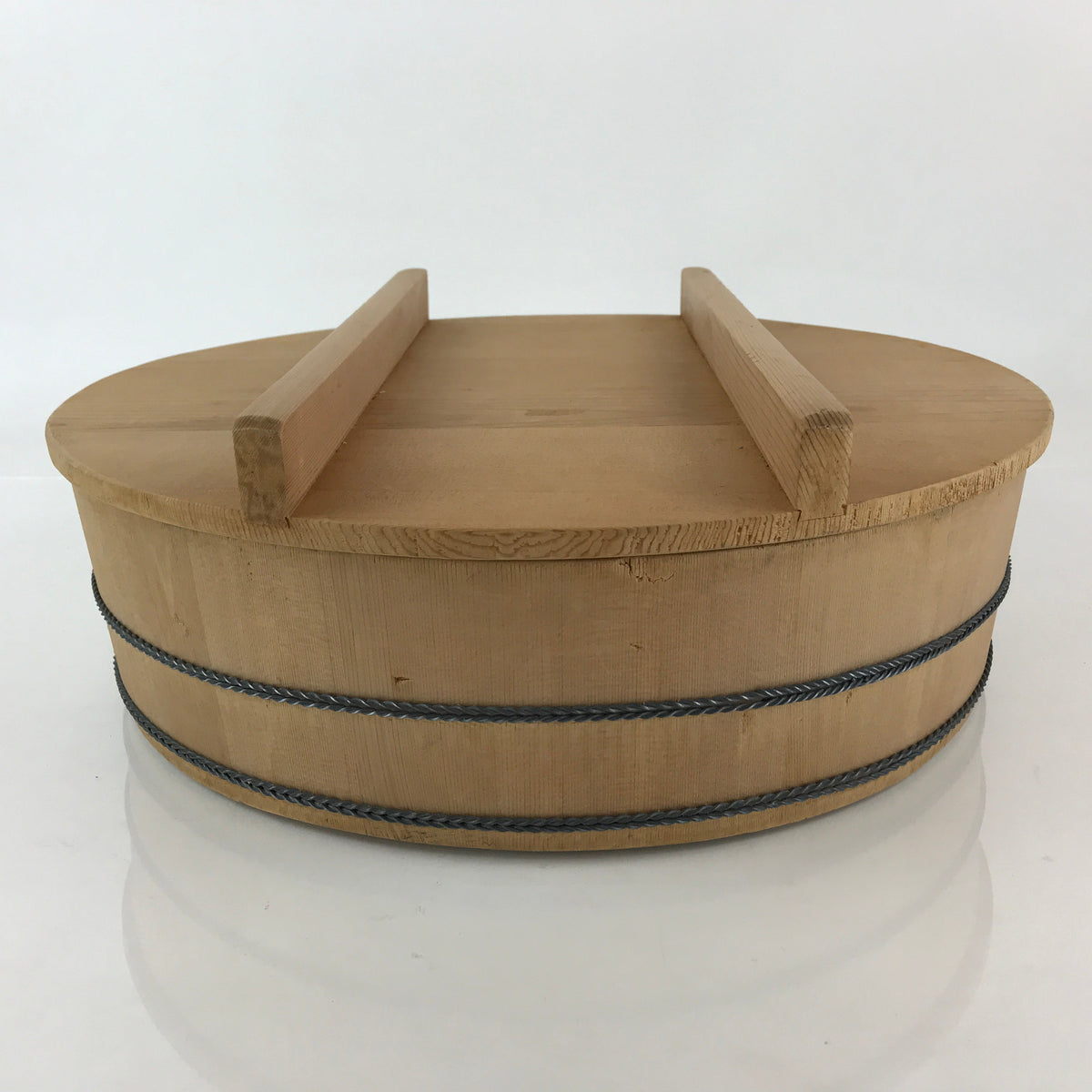 Japanese Handmade Wooden Oke Bucket Sushioke Hangiri Vtg Lidded Handai ...