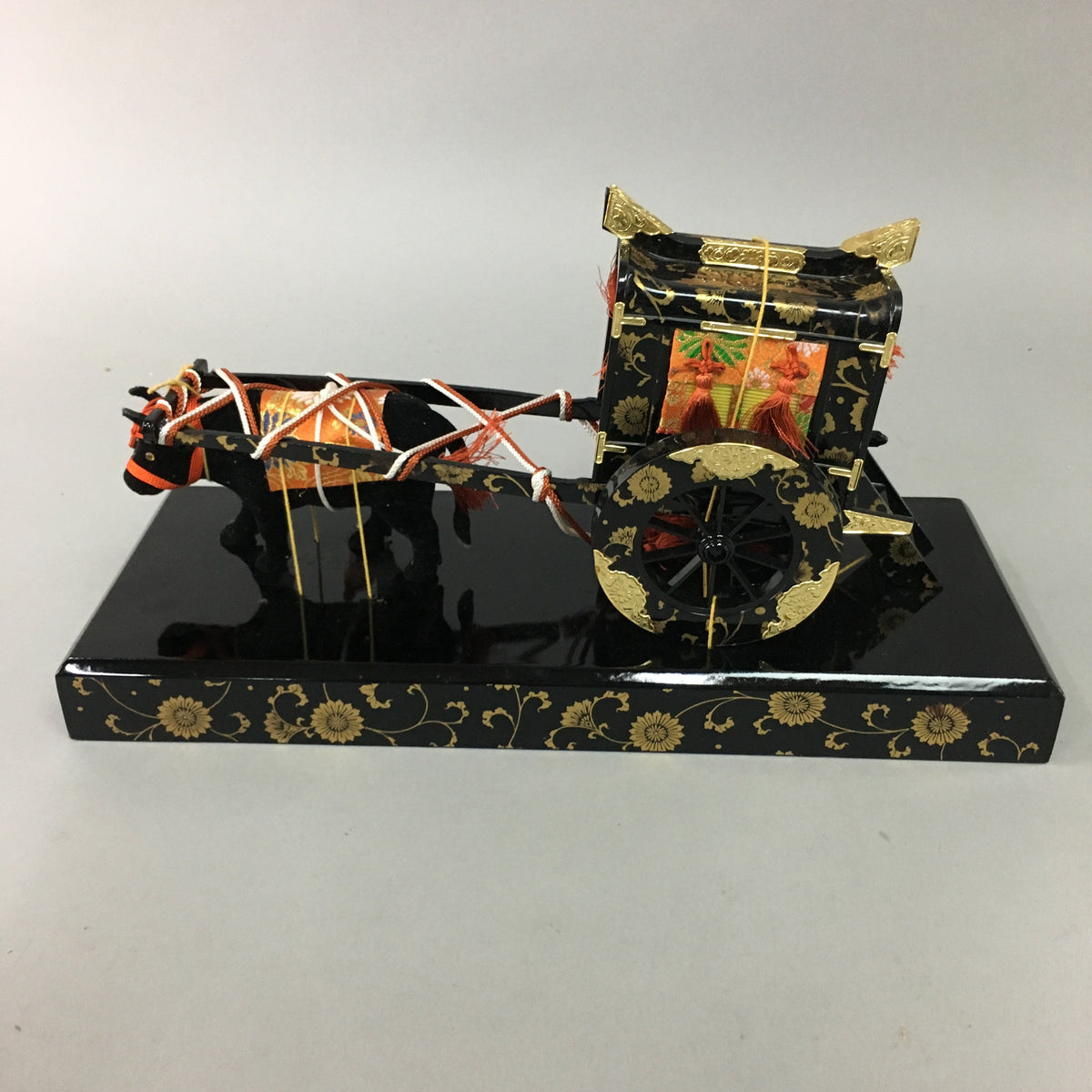 Japanese Hina Doll Lacquer Ox Carriage Stand Palanquin Miniature Girls ...