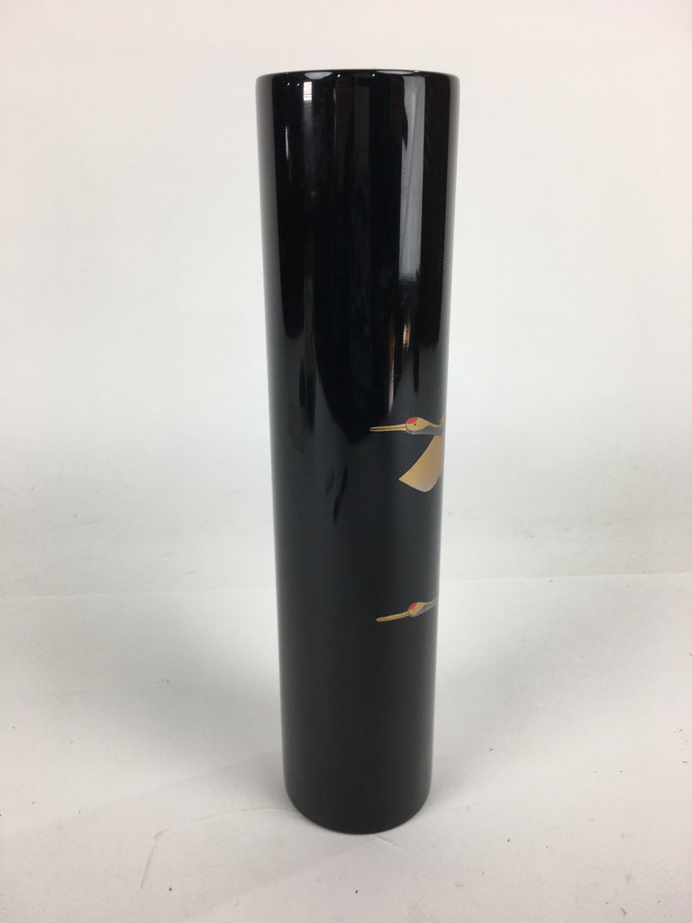 Japanese Lacquerware Wajima-Nuri Flower Vase Vtg Ikebana Kabin Black F ...