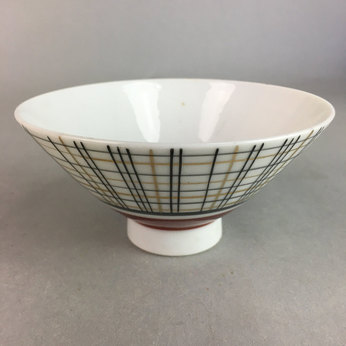 Japanese Porcelain Rice Bowl Vtg Chawan Plaid Black Gold Red PP277 ...