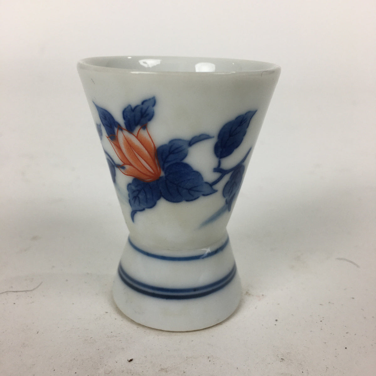 Japanese Porcelain Sake Cup Vtg Sometsuke Blue Flower Guinomi Ochoko G ...