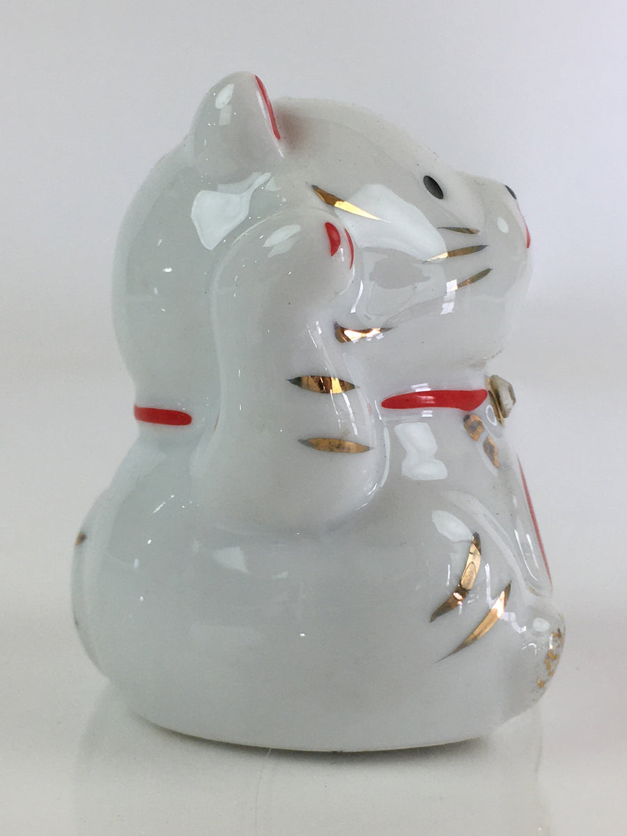 Japanese Porcelain doll White Cat Vtg Manekineko Figurine Okimono Good ...