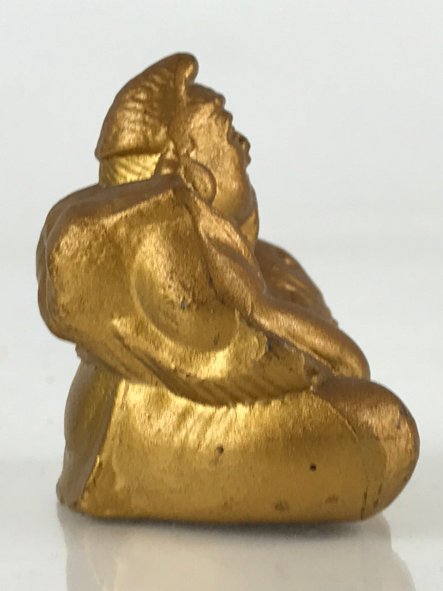 Japanese Small Figurine Vtg Ebisu 7 Lucky Gods Metal Statue Paperweigh ...