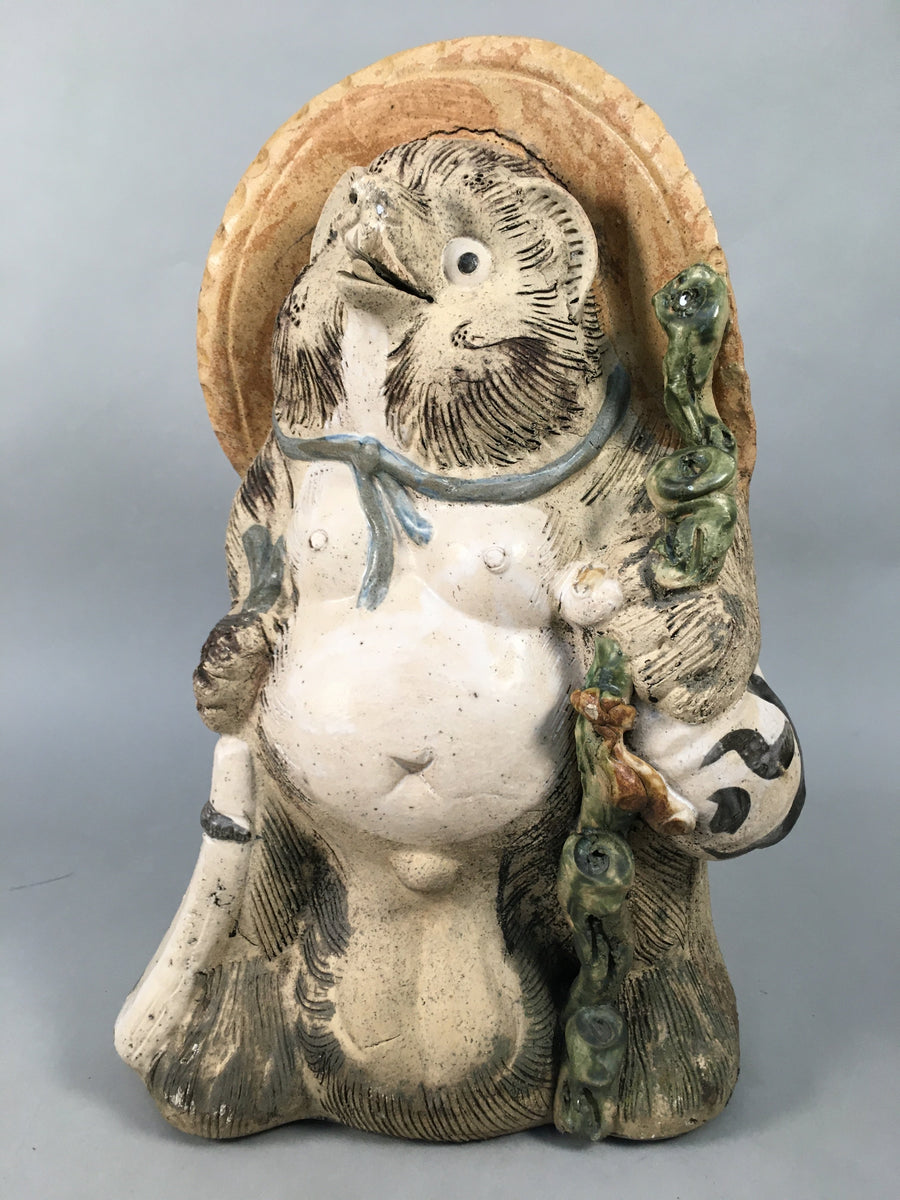 Japanese Tanuki Ceramic Raccoon Dog Shigaraki ware Statue Vtg Pottery ...