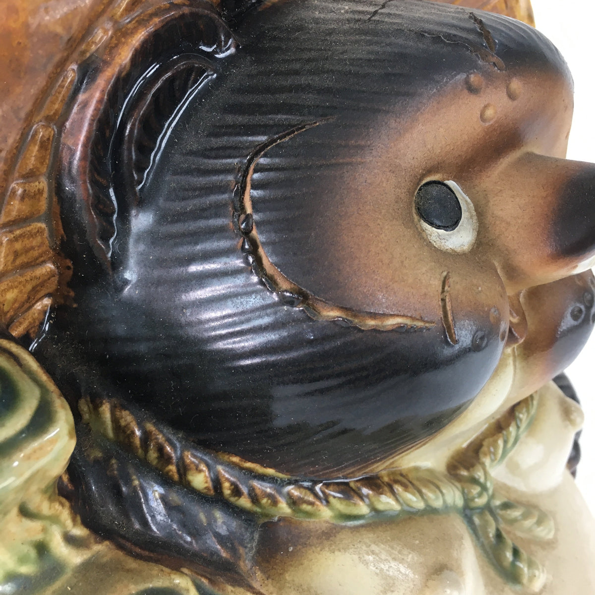 Japanese Tanuki Ceramic Raccoon Dog Shigaraki ware Statue Vtg Pottery ...