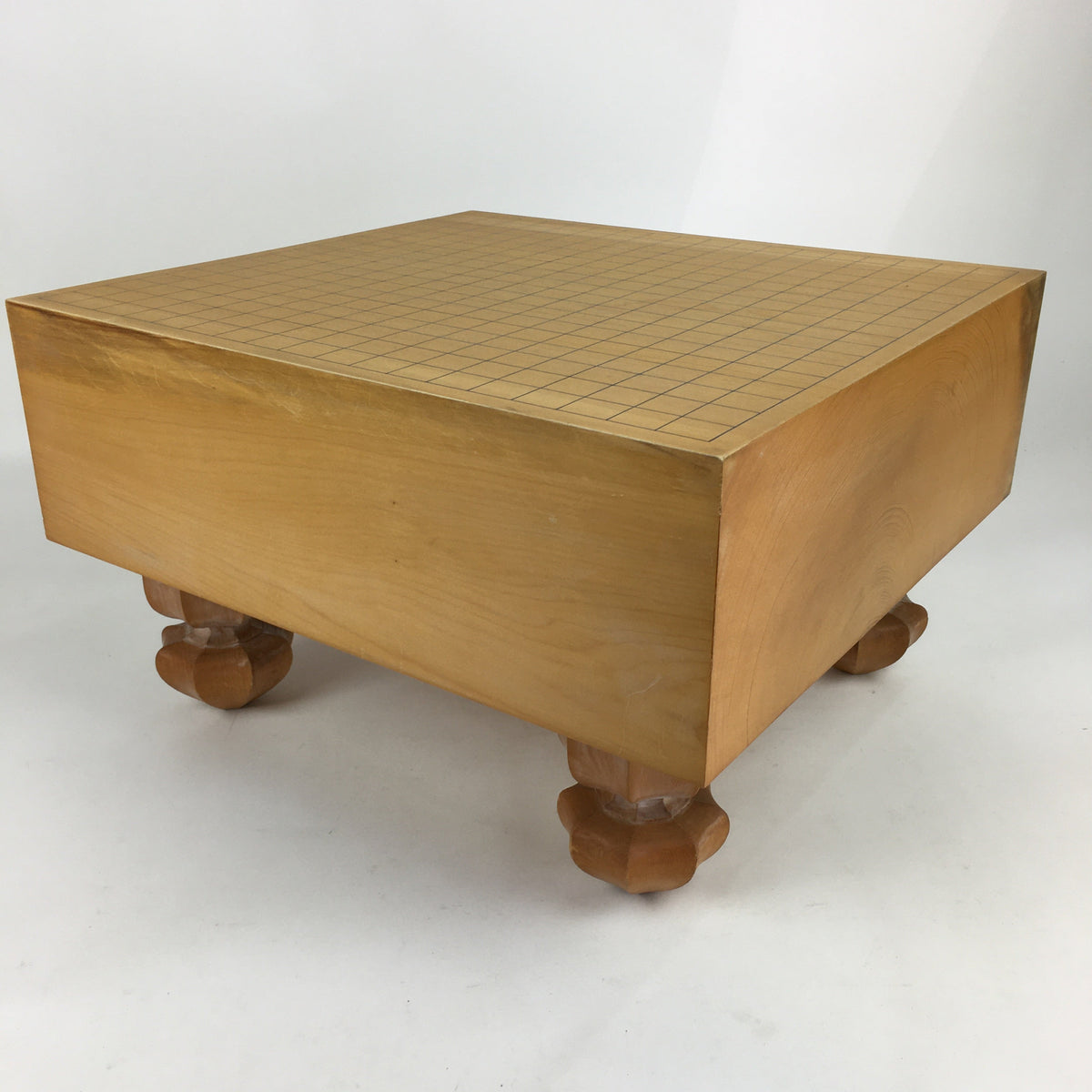 Japanese Wood Go Board Vtg Table Game Goban Leg Heso Igo 19X19 Grid GB ...