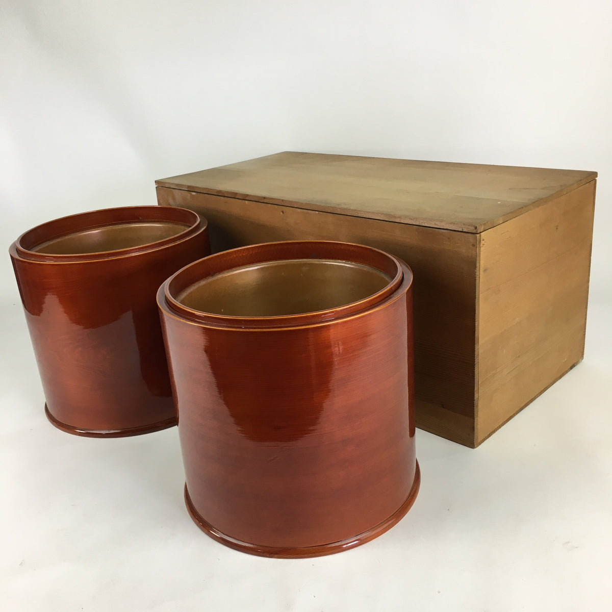 Japanese Wooden Brazier Fire Pit 2pc Set Vtg Shunkei-Nuri Hibachi H41 ...