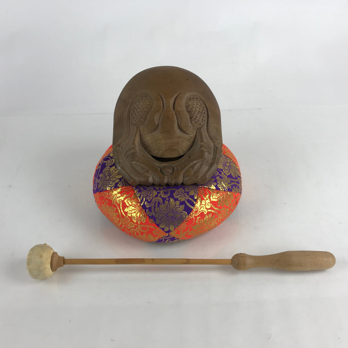 Japanese Wooden Drum Mokugyo Buddhist Altar Fitting Vtg Carving Butsug ...
