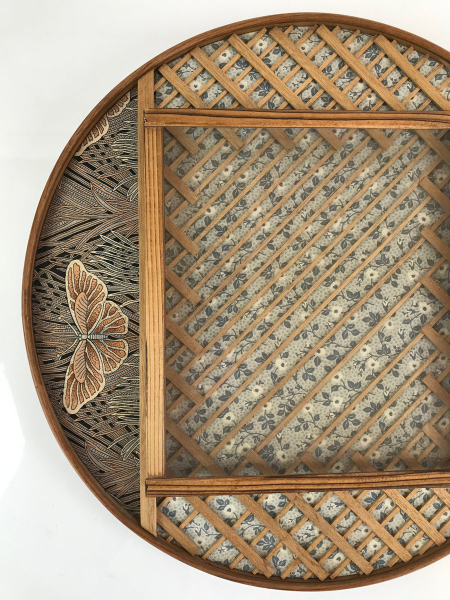 Japanese Wooden Hanging Shikishi Frame Floral Butterfly Design Art Dis ...