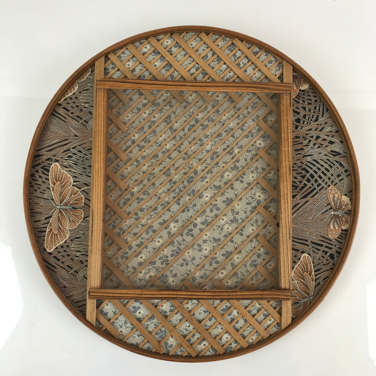 Japanese Wooden Hanging Shikishi Frame Floral Butterfly Design Art Dis ...