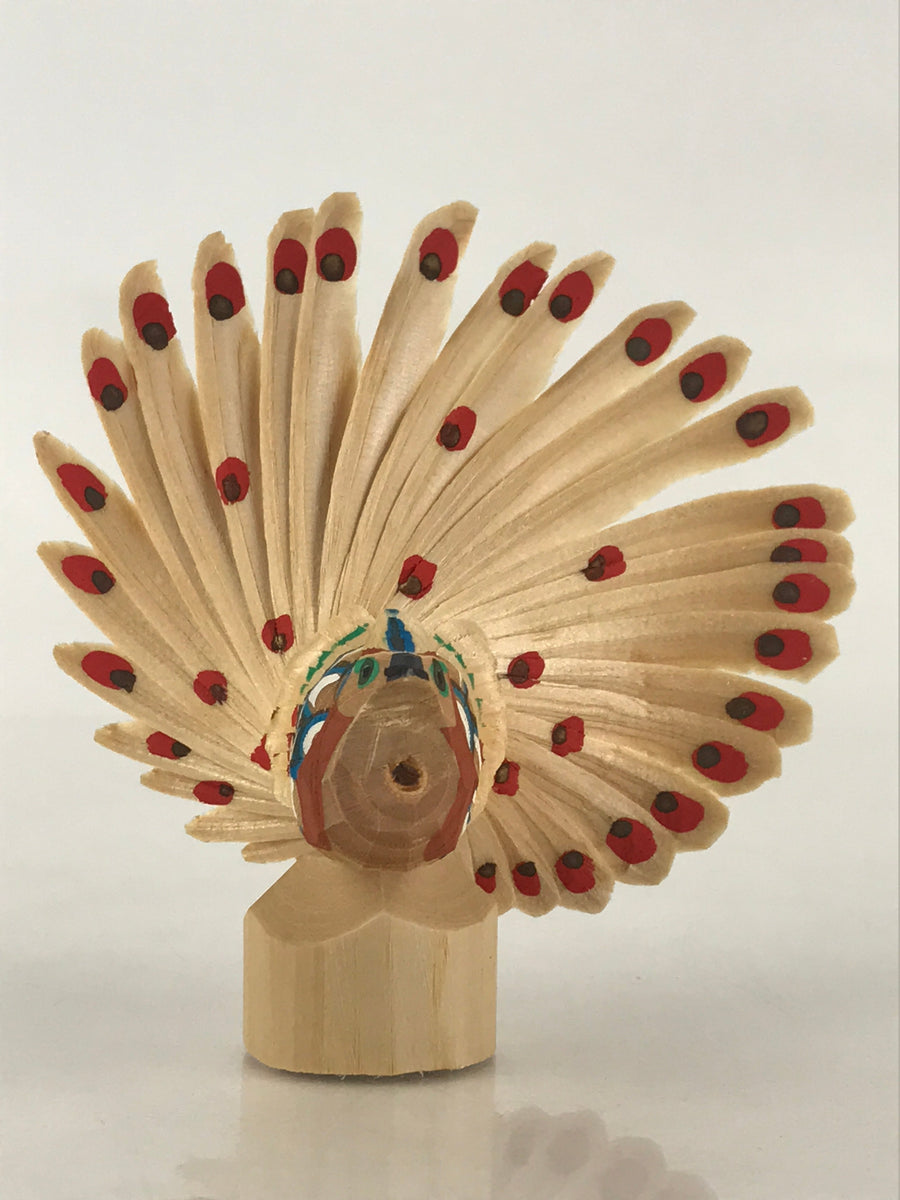 Japanese Wooden Small Peacock Figurine Sasano Ittobori Vtg Local Craft ...