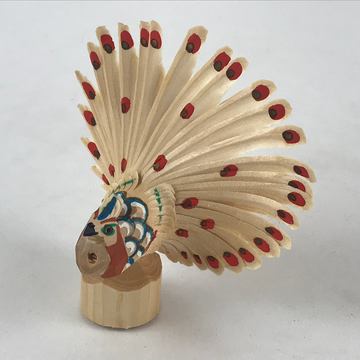 Japanese Wooden Small Peacock Figurine Sasano Ittobori Vtg Local Craft ...