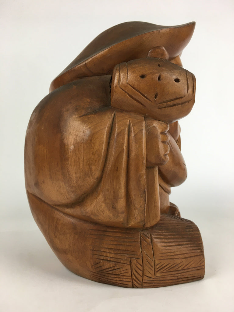 Japanese Wooden Statue Vtg 7 Lucky Gods Daikokuten Wood Carving BD808 ...
